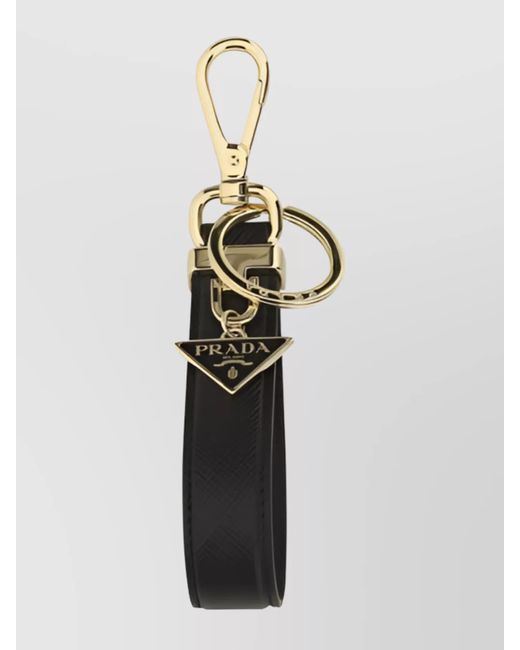 Prada Leather Triangular Keychain-Tone Hardware | Lyst