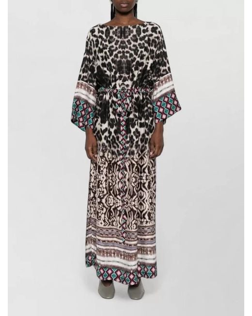 Pierre Louis Mascia Silk Dress Animal Print Belted Waist in White | Lyst UK