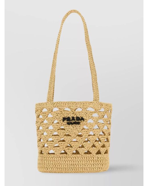 Prada Structured Open Weave Tote Bag in Metallic | Lyst