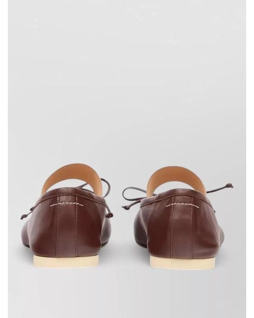 MM6 by Maison Margiela Leather Ballet Flats Anatomic Bow Detail in ...
