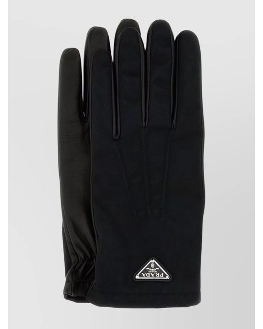 Prada Nylon And Nappa Leather Gloves in Black for Men | Lyst