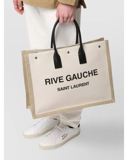 Saint Laurent Rectangular Canvas Tote Bag With Expandable Sides in ...