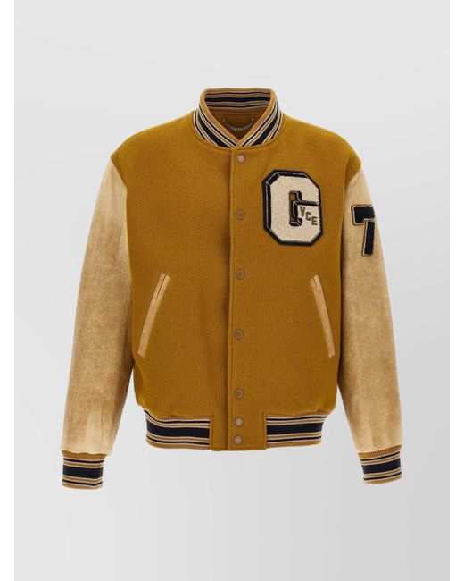 Golden Goose 'Aleandro' Bomber Jacket Embroidered Patches in Brown for Men | Lyst UK