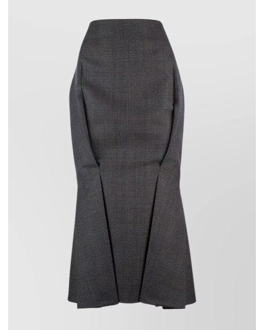 Prada High-Waisted Skirt With Back Slit And Textured Fabric in Gray | Lyst