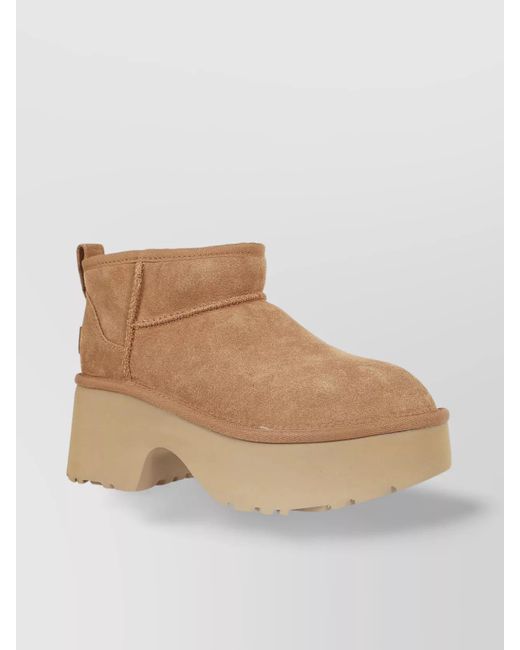 UGG Lug Sole Platform Boots With Stitch Detailing in Natural | Lyst