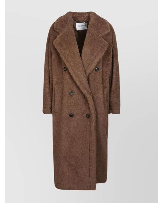 Max Mara Teddy Double-Breasted Long Coat in Brown | Lyst