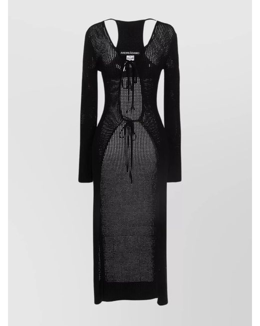 ANDREADAMO Long Knit Cardigan Cut-Outs in Black | Lyst