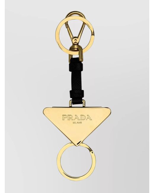 Prada Triangle Shape Key Ring in White | Lyst