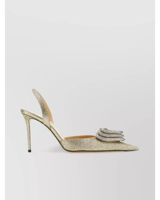 Mach & Mach Triple Heart Jewel Glitter Pumps in Natural | Lyst