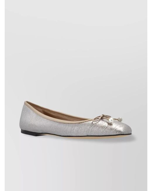 Jimmy Choo Leather Ballet Flats Metallic Finish in White | Lyst