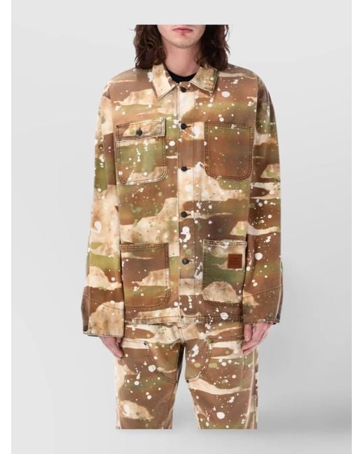MSGM Camouflage Utility Jacket With Chest And Patch Pockets in Natural for Men | Lyst