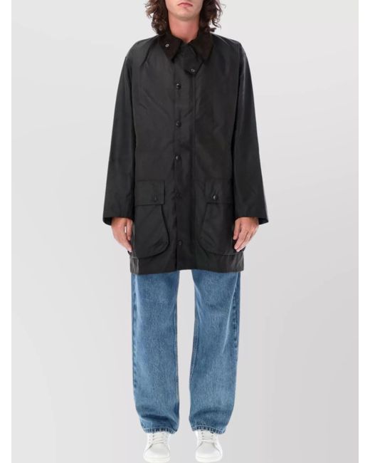 Barbour Sleeve Eyelets Front Flap Collar Jacket in Black for Men | Lyst