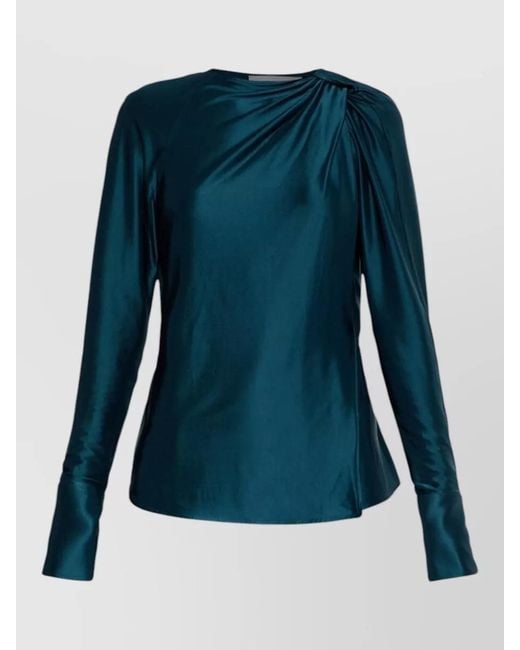 Victoria Beckham Draped Blouse in Blue | Lyst UK
