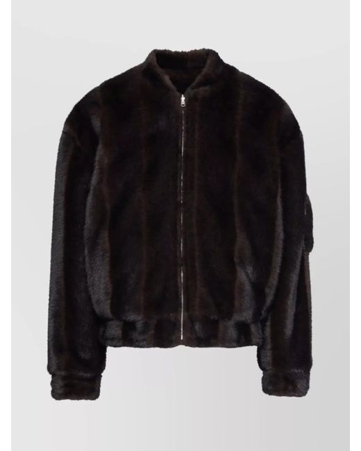 MM6 by Maison Margiela Down Faux Fur Bomber Jacket in Black for Men ...