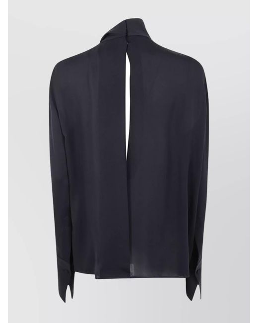 Tom Ford Silk Georgette Long Sleeve Blouse in Blue | Lyst UK