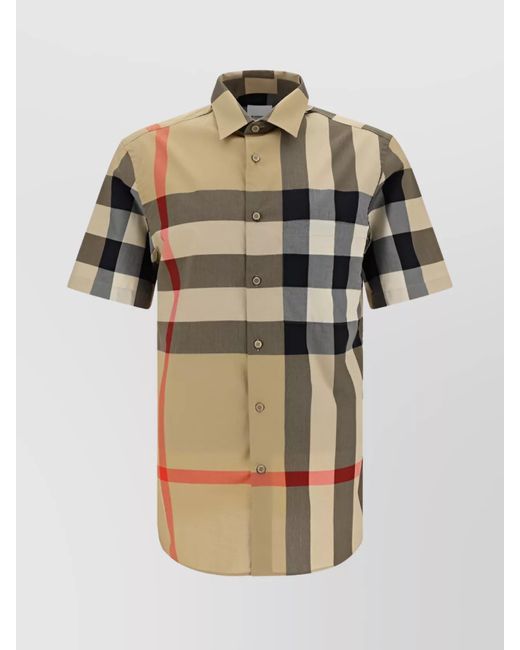 Burberry Archive Check Button-Down Collar Shirt in Natural for Men | Lyst