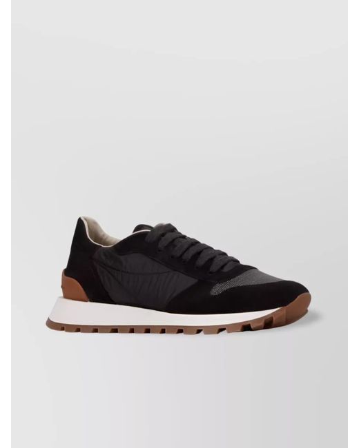 Brunello Cucinelli Leather Logo Patch Sneakers in Black | Lyst UK