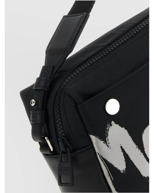 McQueen Fabric Graffiti Crossbody Bag Eyelets Shape in Black for Men ...