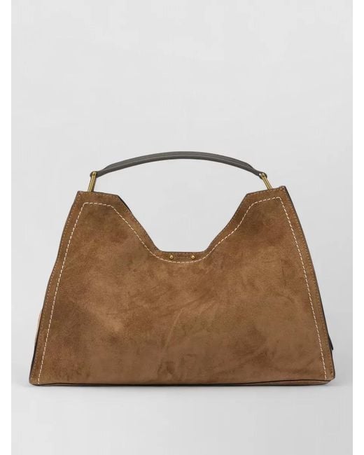 Gianni Chiarini Shoulder Bag Contrast Stitching Detachable Strap in ...