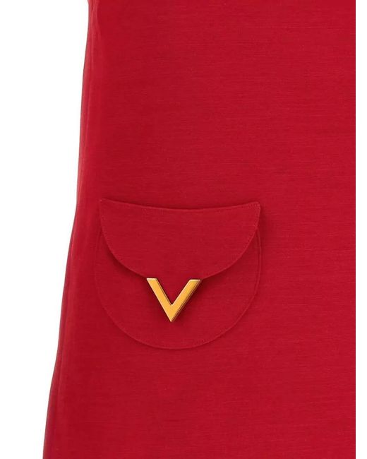 Valentino Garavani Mini Dress V Logo Pocket Detail in Red | Lyst UK