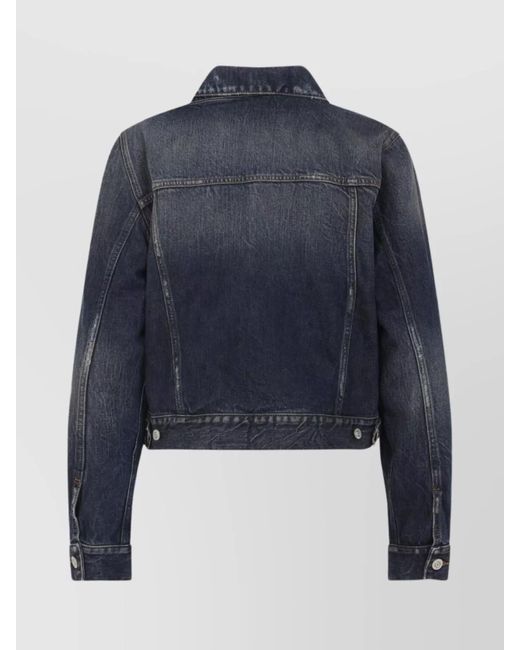 Balenciaga Denim Off-Shoulder Cropped Jacket in Blue | Lyst UK