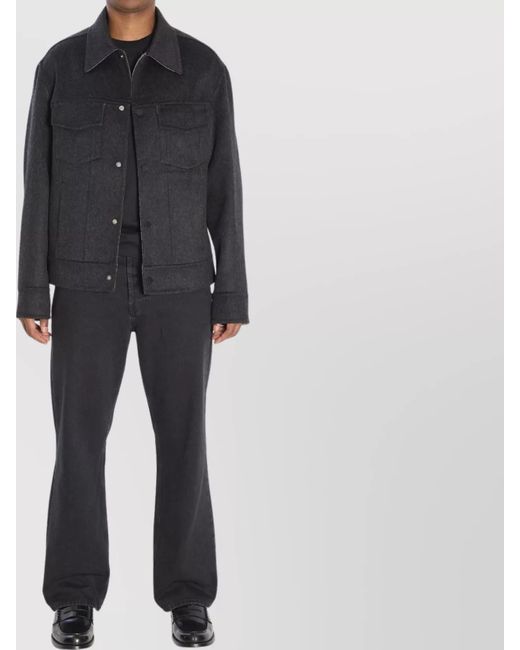 Ami Paris Wool Trucker Jacket Pointed Collar in Black for Men | Lyst UK