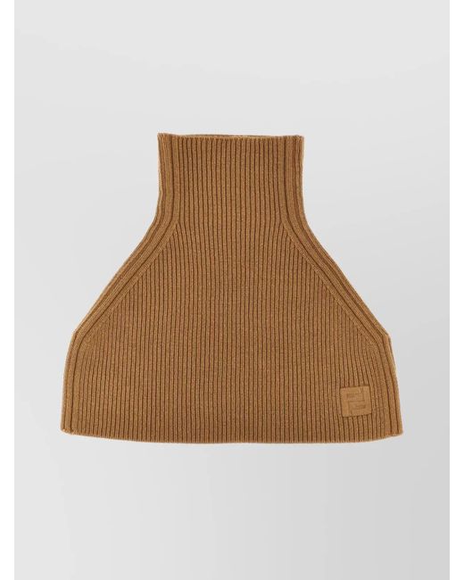 Fendi Ribbed High Neck Cape in Natural | Lyst