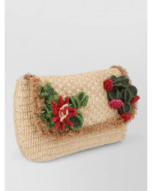Anya Hindmarch Rectangular Clutch Woven Texture Floral Fringe | Lyst UK