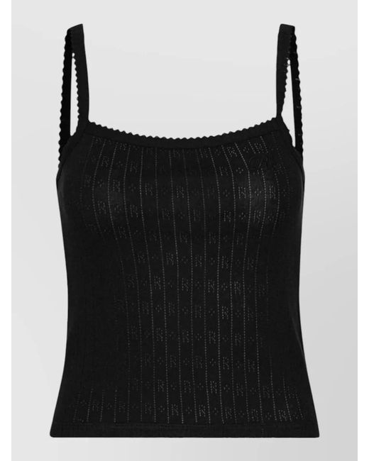 ROTATE BIRGER CHRISTENSEN Pointelle Knit Top Fitted Silhouette Straps ...