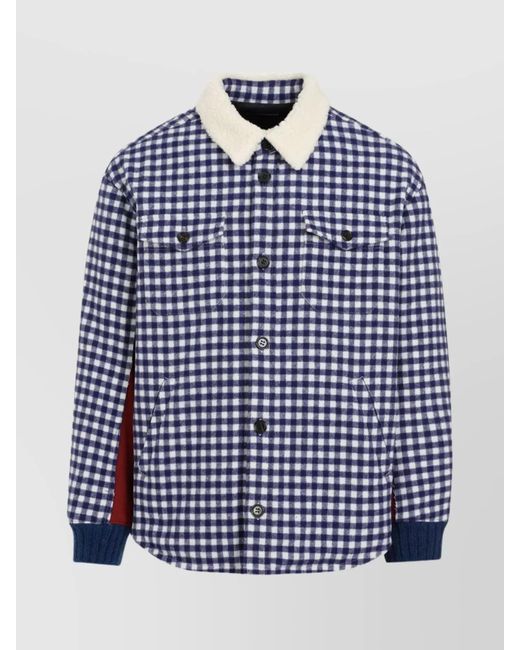 Undercover Wool Blend Bomber Jacket With Checkered Pattern in Blue for ...