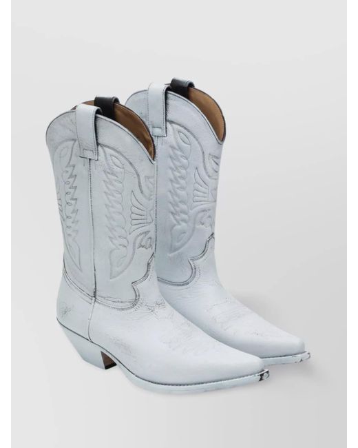 MM6 by Maison Margiela Florence Cowboy Boots Western Stitching in White ...