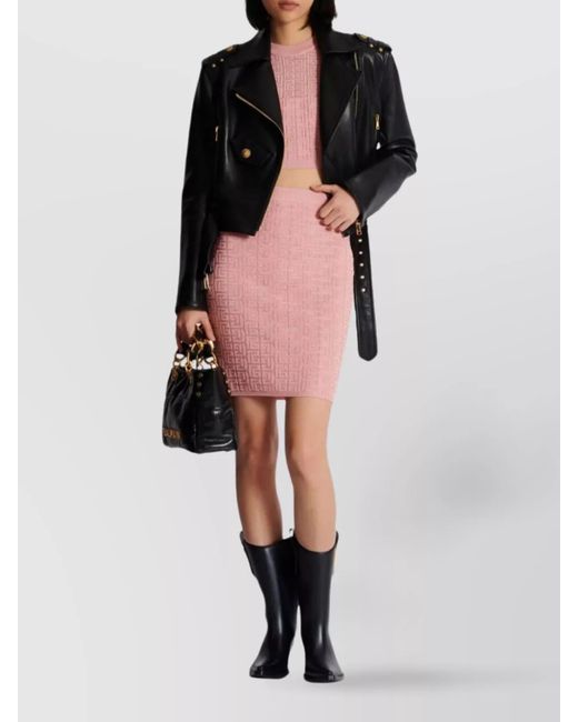 Balmain Monogram Pattern Knit Top in Pink | Lyst UK