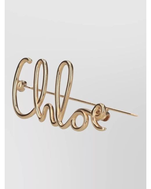 Chloé Script Logo Metal Brooch Pin Design in Metallic | Lyst UK