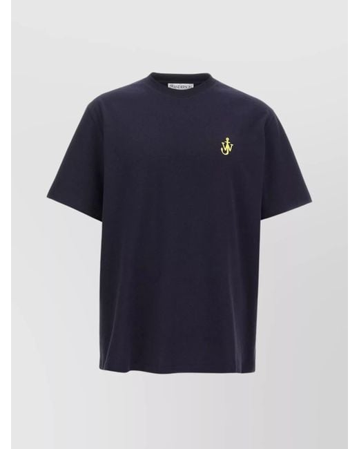 JW Anderson 'Embroidered Anchor' Crew Neck T-Shirt in Blue for Men ...