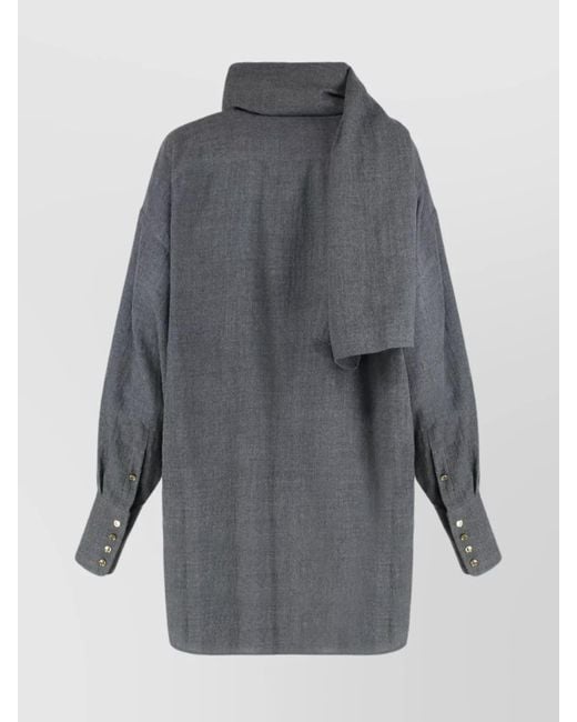 DARKPARK Georgia Oversized Shirt And Detachable Scarf in Grey | Lyst UK