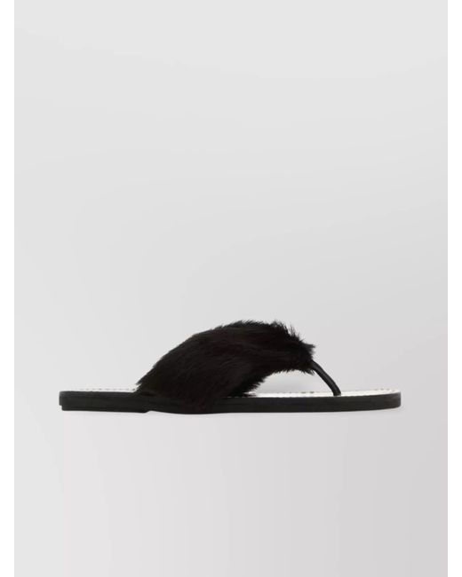 Dries Van Noten Calf Hair Thong Slippers in Black for Men | Lyst