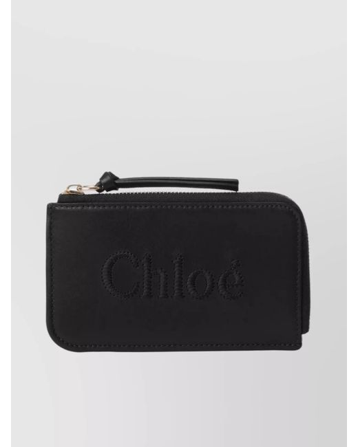 Chloé Compact Textured Small Purse in Black | Lyst