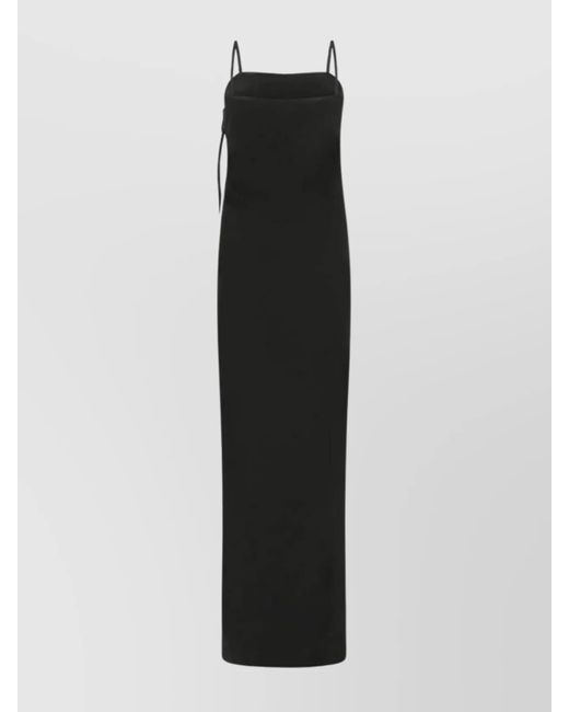 Saint Laurent Streamlined Crepe Long Dress in Black | Lyst UK