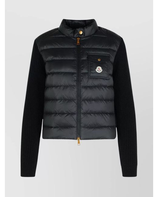 Moncler Wool Blend Jacket Front Pocket in Black | Lyst UK