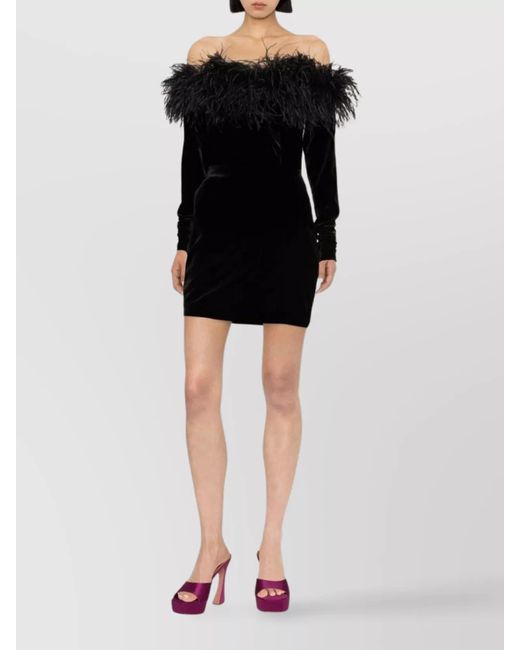 Alessandra Rich Feather Detail Short Dress in Black | Lyst UK