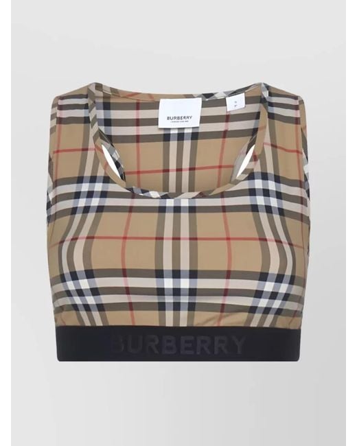 Burberry Vintage Check-Print Active Bra in Grey | Lyst UK