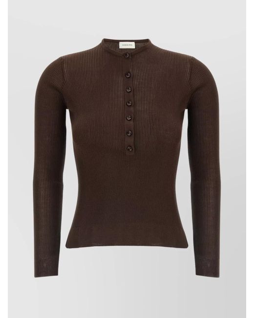Magda Butrym Luxe Silk Knit Sweater in Brown | Lyst UK
