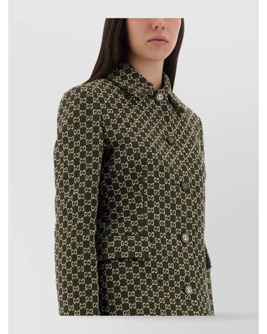 Gucci Cotton Bouclé Jacket Structured Design in Green | Lyst UK