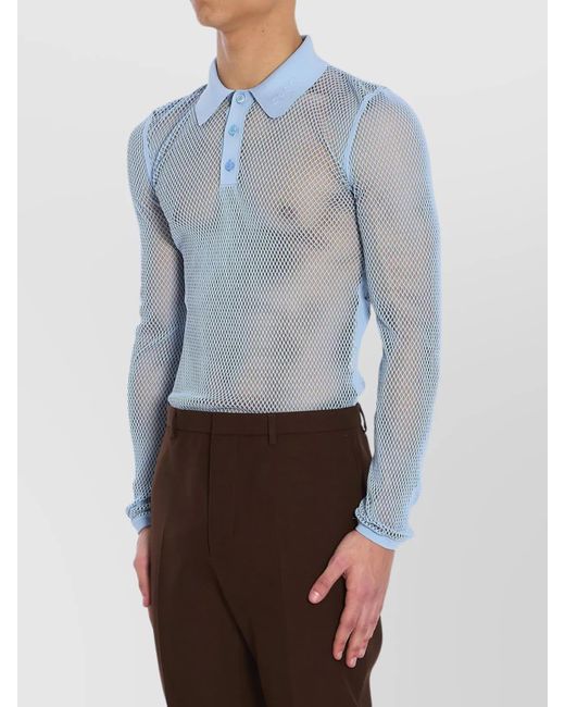 Gucci Mesh Technical Polo Shirt in Blue for Men | Lyst UK