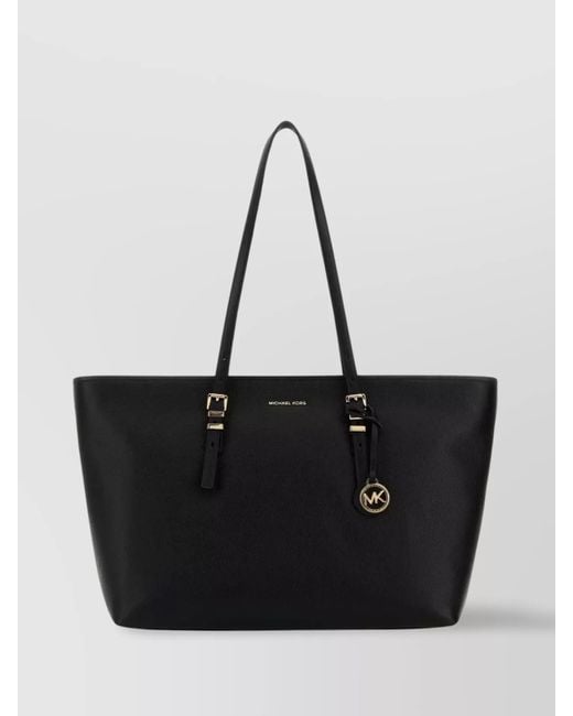 Michael Kors Leather Shoulder Bag Featuring Adjustable Handles in Black ...