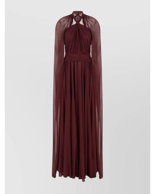 Genny Overlay Cape Draped Halter Neck Dress in Purple | Lyst UK