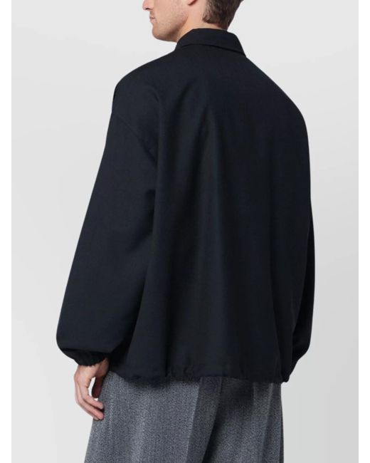 Studio Nicholson Wool Shirt With Collared Design And Elasticated Hem in ...