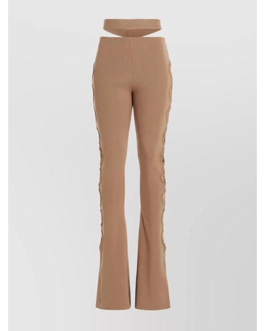 ANDREADAMO Flared Trousers With Cut-Out And Ribbed Texture in Natural ...