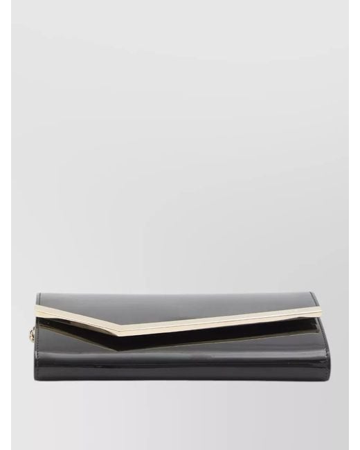 Jimmy Choo Emmie Clutch Patent Leather Envelope Chain in Black | Lyst UK