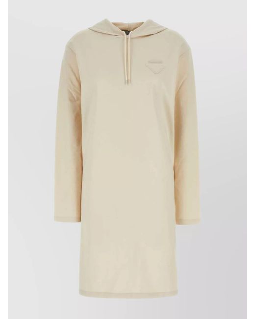 Prada Sweatshirt Dress Cotton Front Pocket in Natural | Lyst
